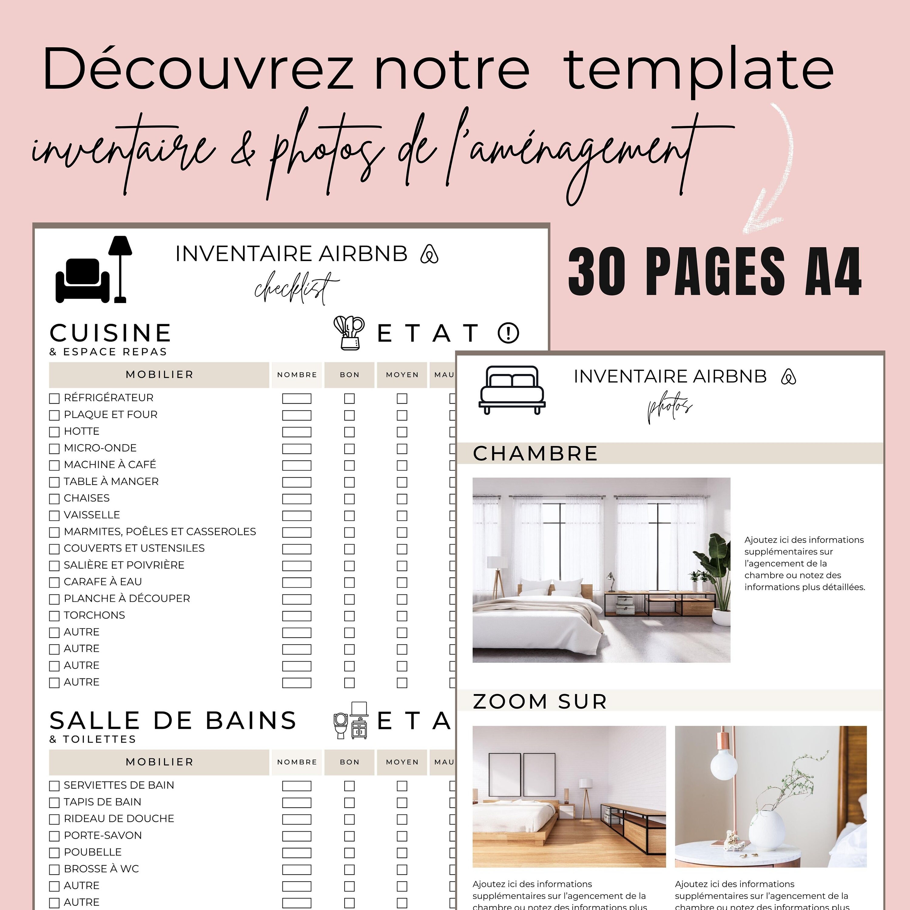 Inventaire Airbnb Canva – Checklist 30 Pages A4 | État des Lieux ...