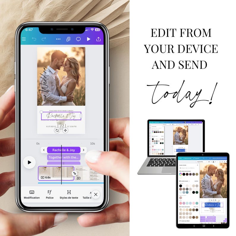 Digital Wedding Invitation Template, Editable Animated Video Invite ...