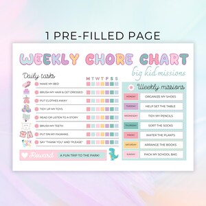 Editable Kids Chore Chart - Daily Routine - Reward System - Printable ...