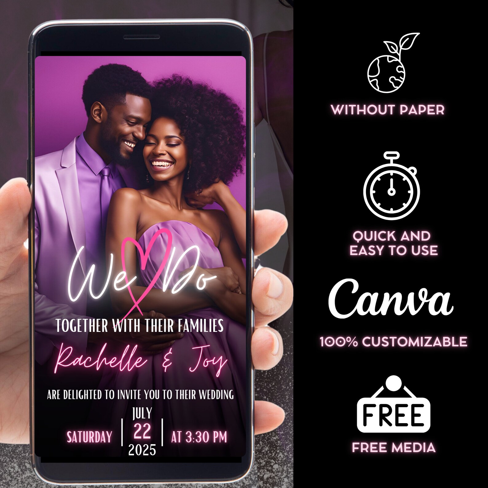 Digital Animated Wedding Invitation Electronic Wedding Editable ...