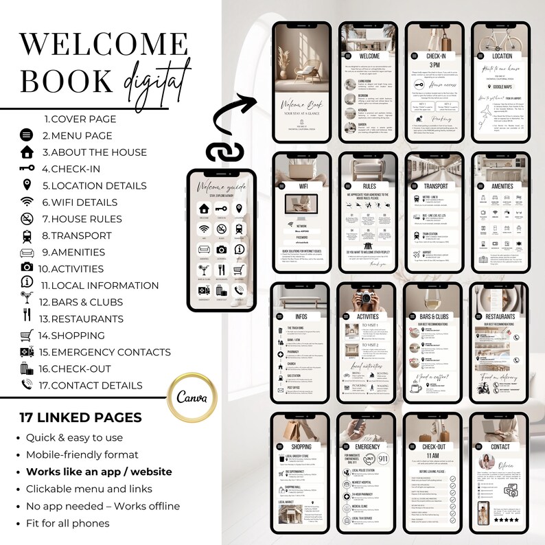 Airbnb Welcome Book Bundle | Digital & Printable Host Guide, Guest Book ...