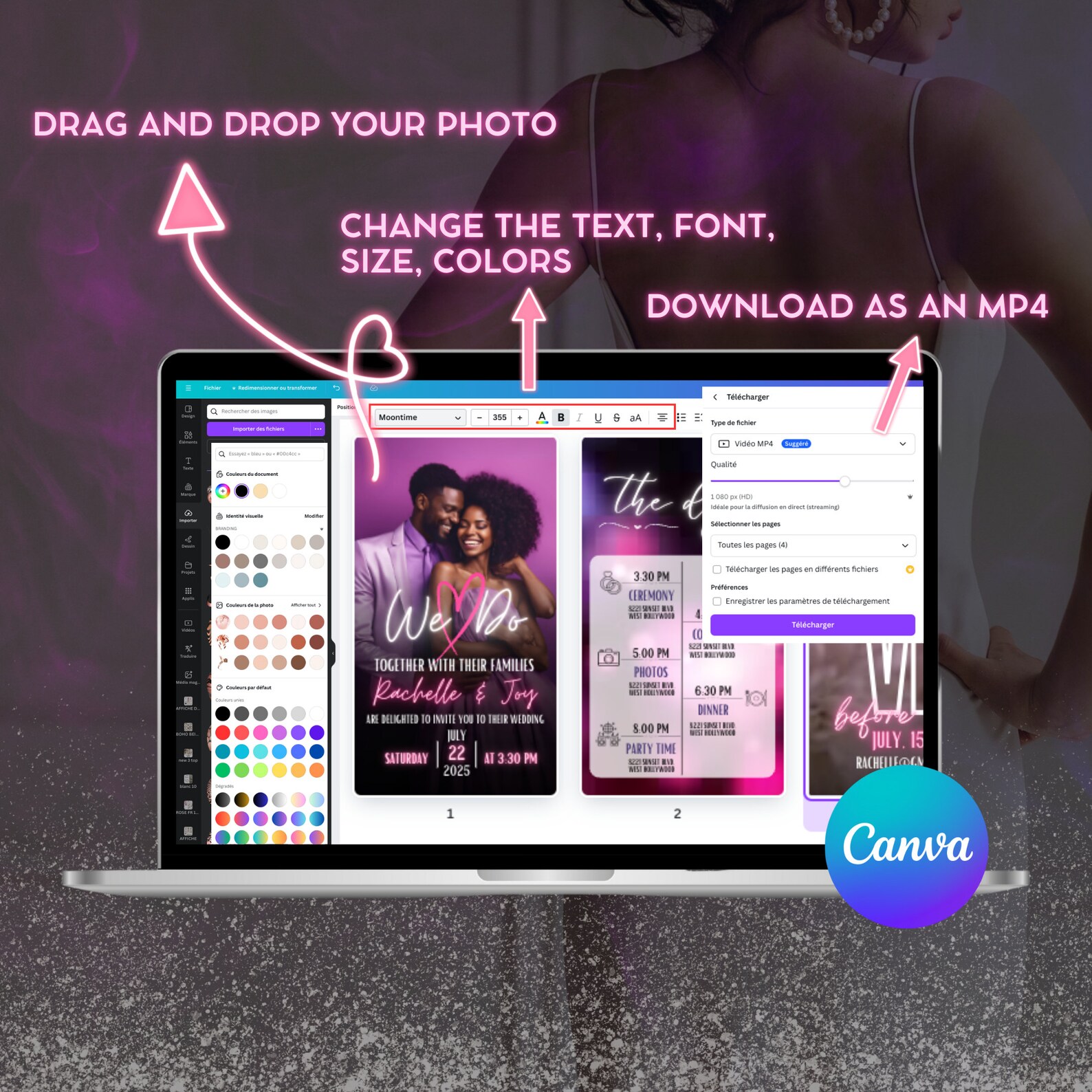 Digital Animated Wedding Invitation Electronic Wedding Editable ...