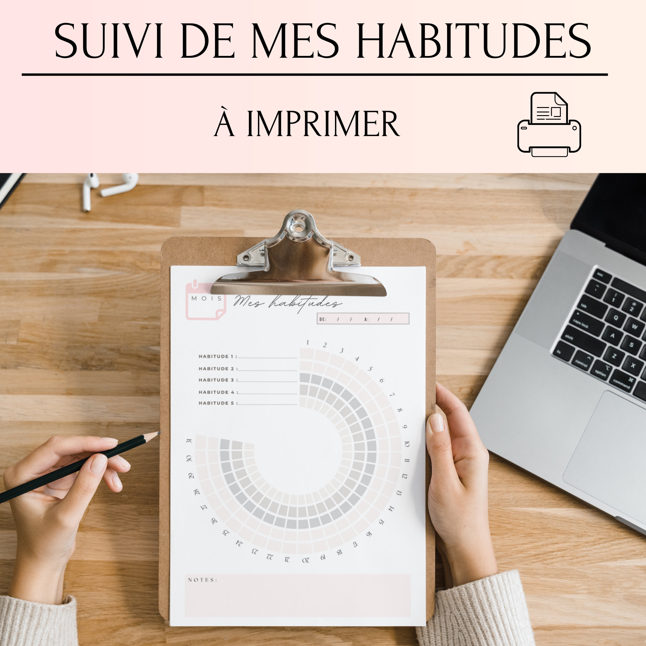 Tracker d'habitudes mensuelle, Suivi d'habitudes Non Daté A4,A5 ...