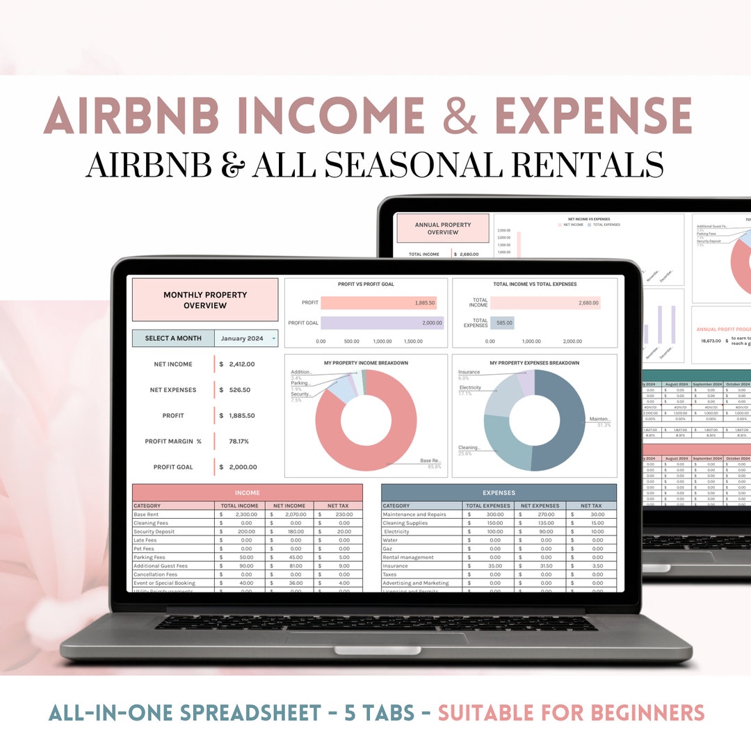 Airbnb Income Tracker Sheet Airbnb Spreadsheet Airbnb Income and ...