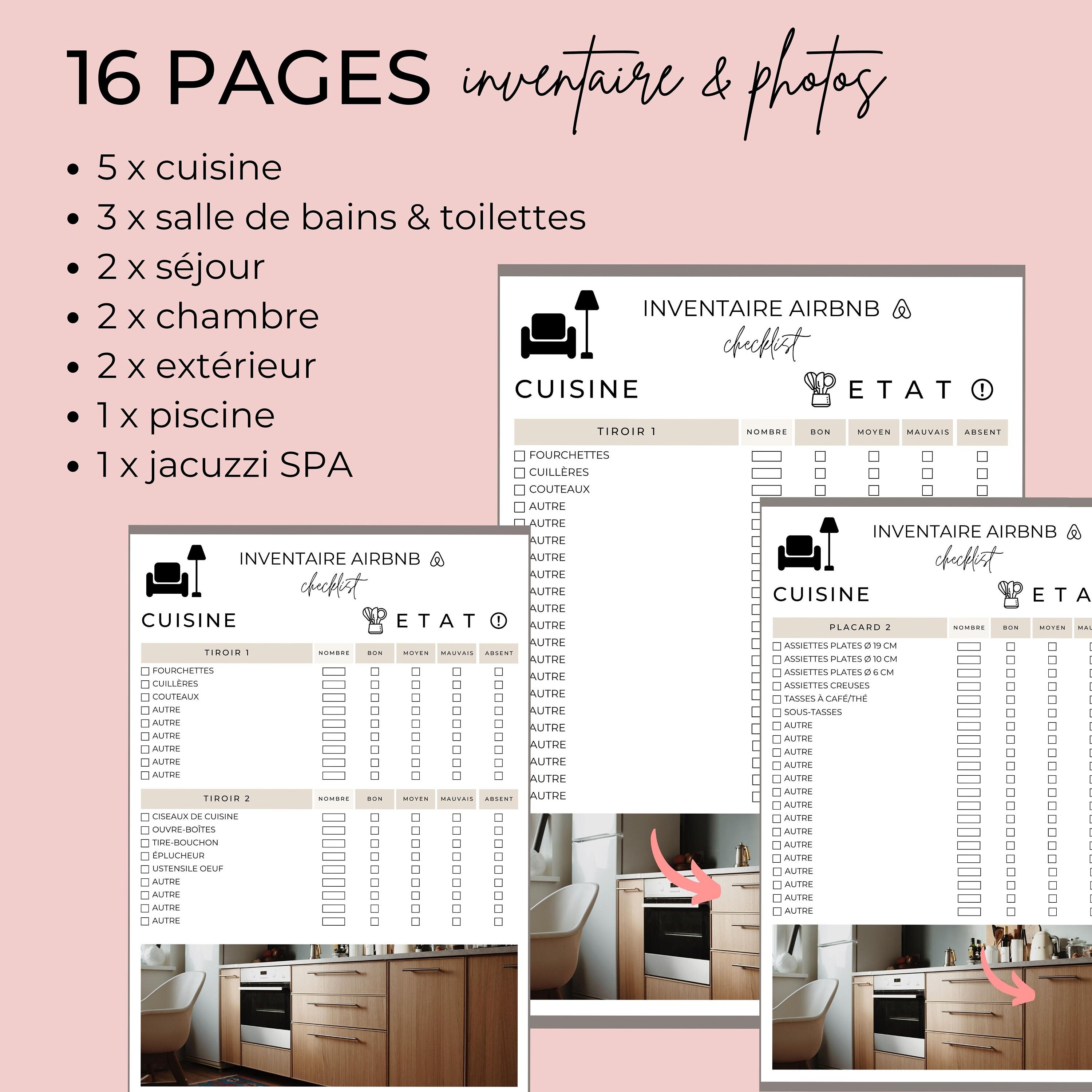 Inventaire Airbnb Canva – Checklist 30 Pages A4 | État des Lieux ...