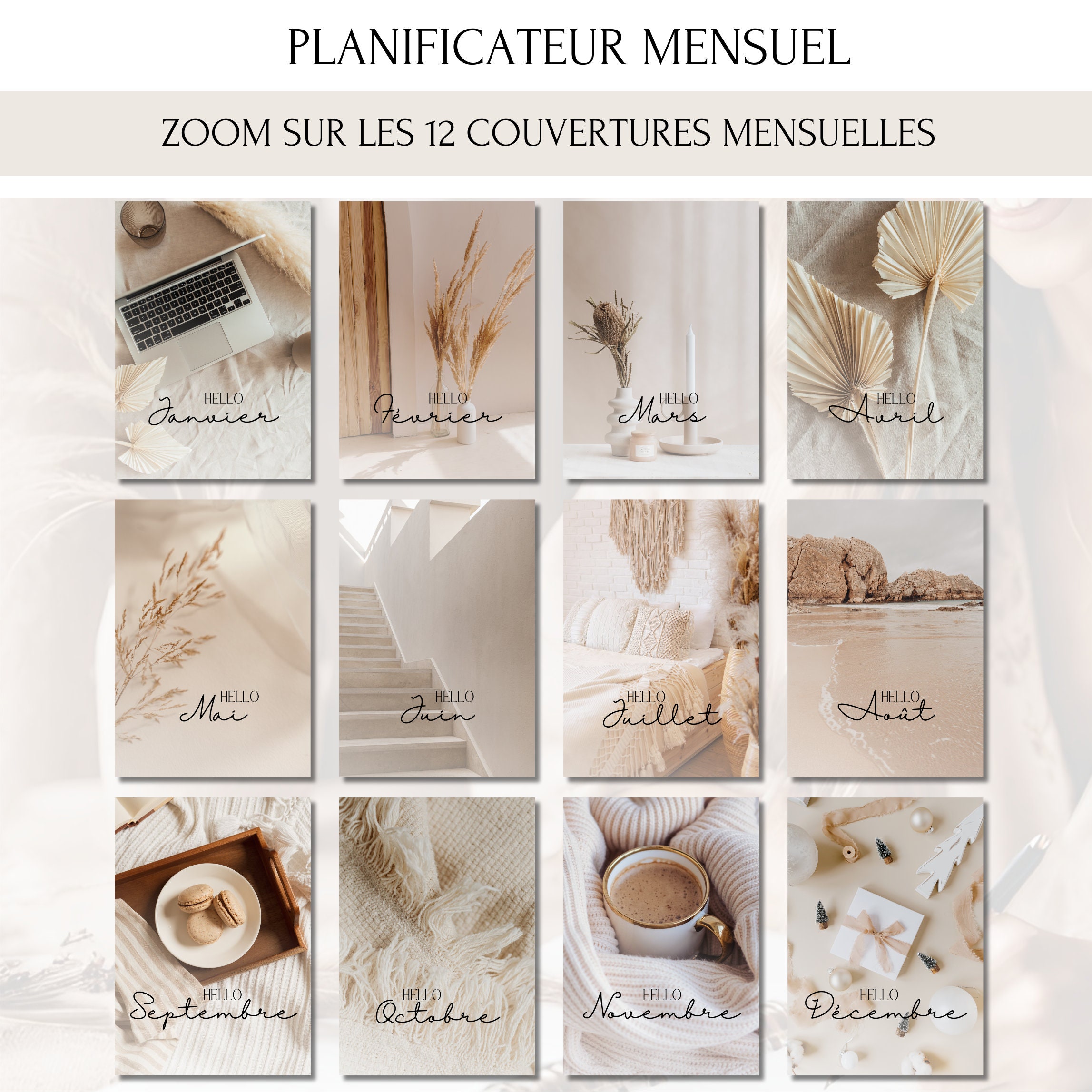 Planner francais non daté papier ou digital, Pack Complet d'Inserts ...