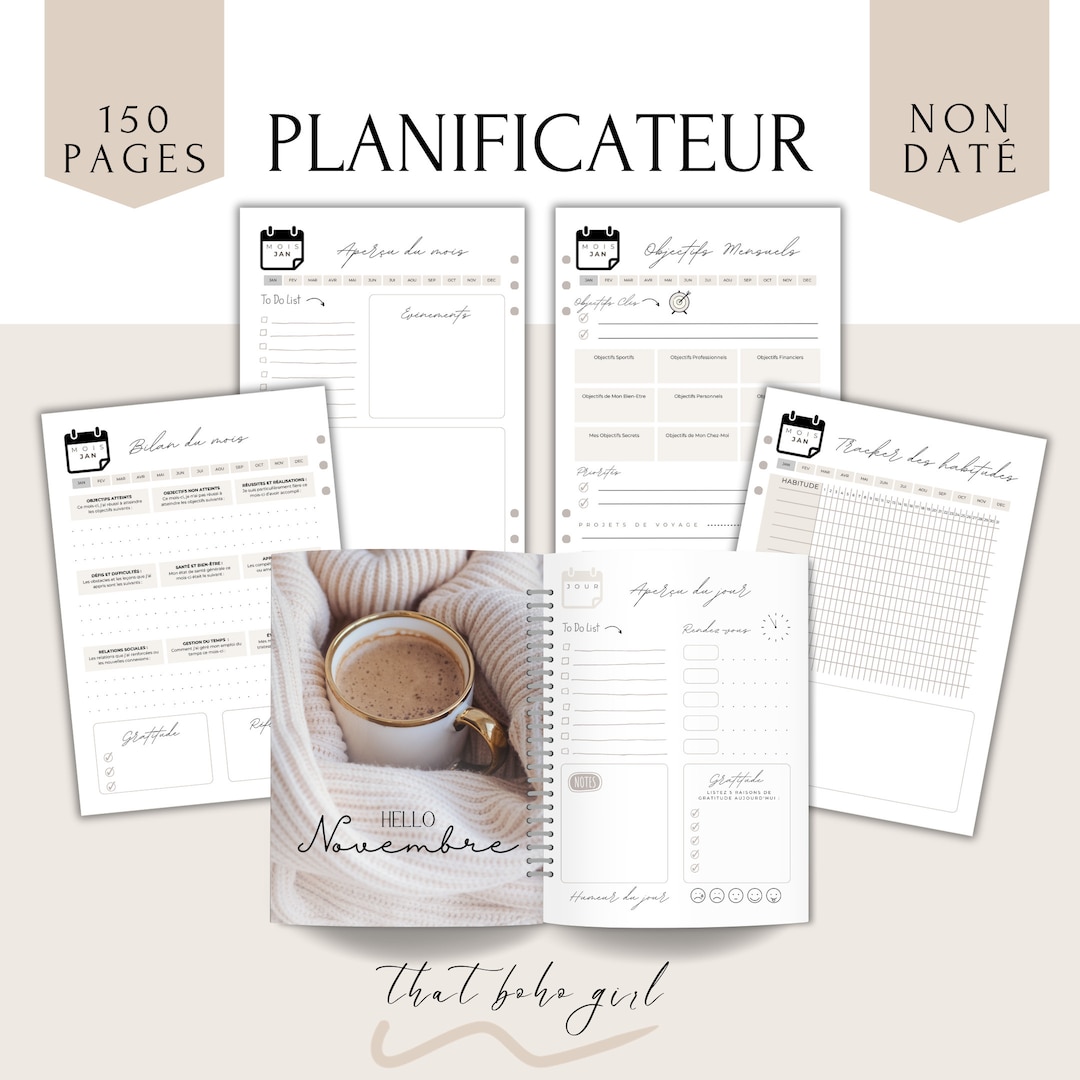 Undated Paper or Digital Diary Sheets, Complete Pack of Inserts in ...