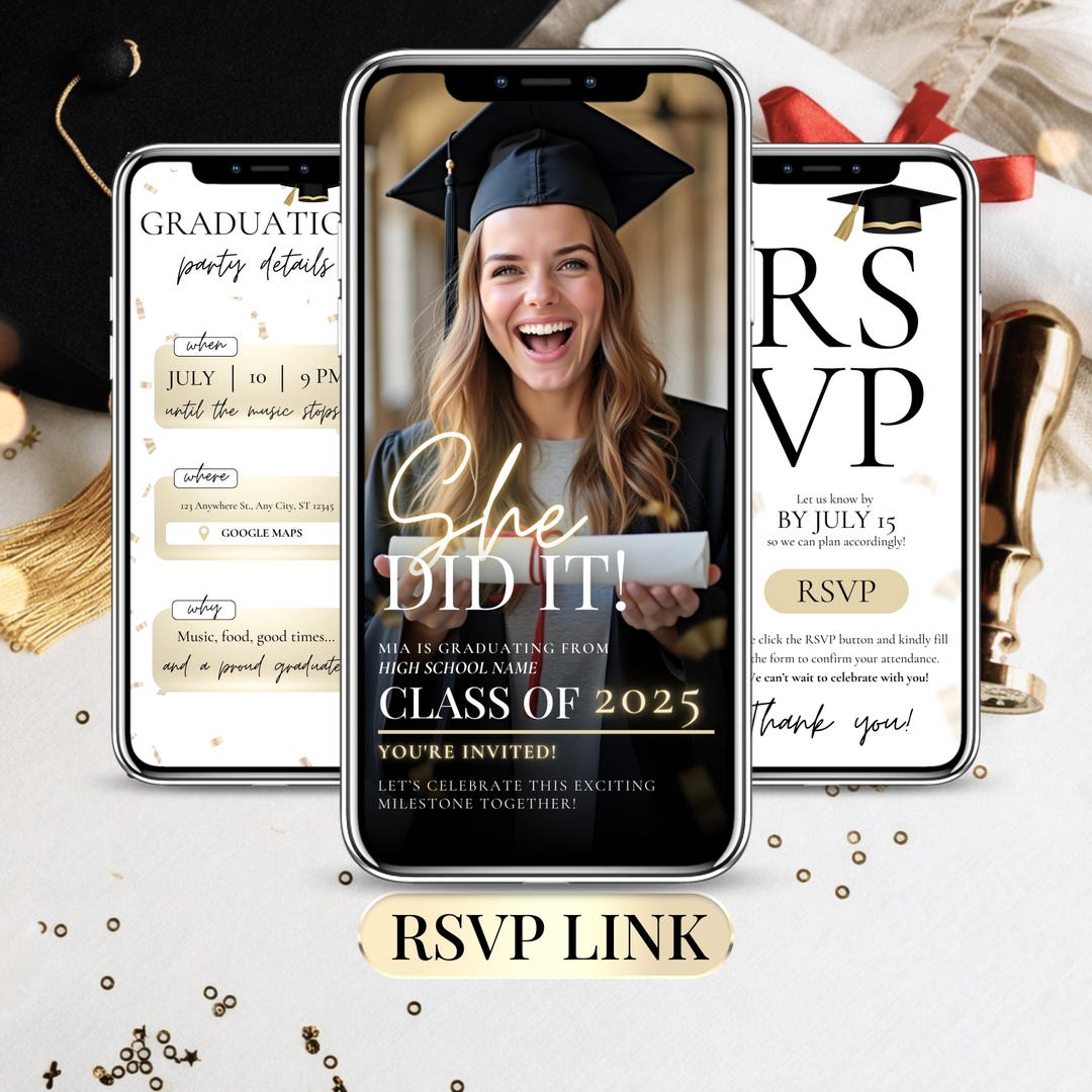 Graduation Invite Digital, Editable Graduation Party Template With ...