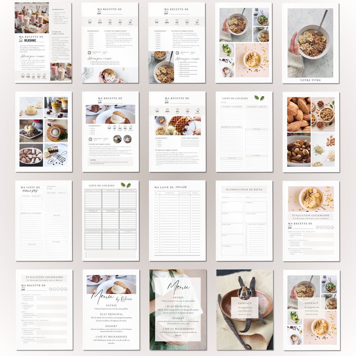 Livre de recettes à personnaliser, Modèle de livre de cuisine Canva ...