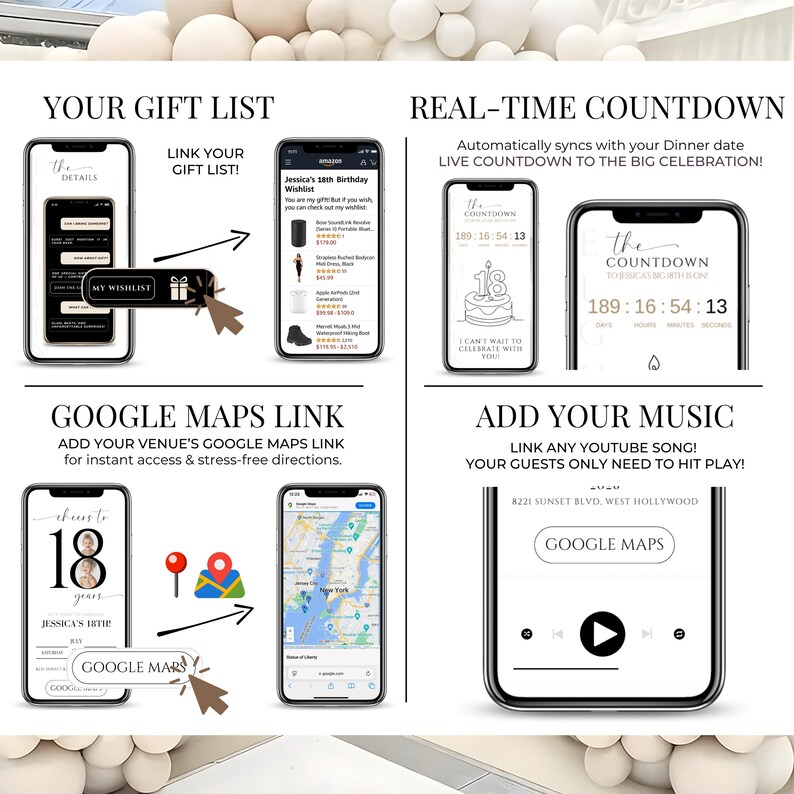 Editable Canva 18th Birthday Digital Invitation | Animated Ecard for ...