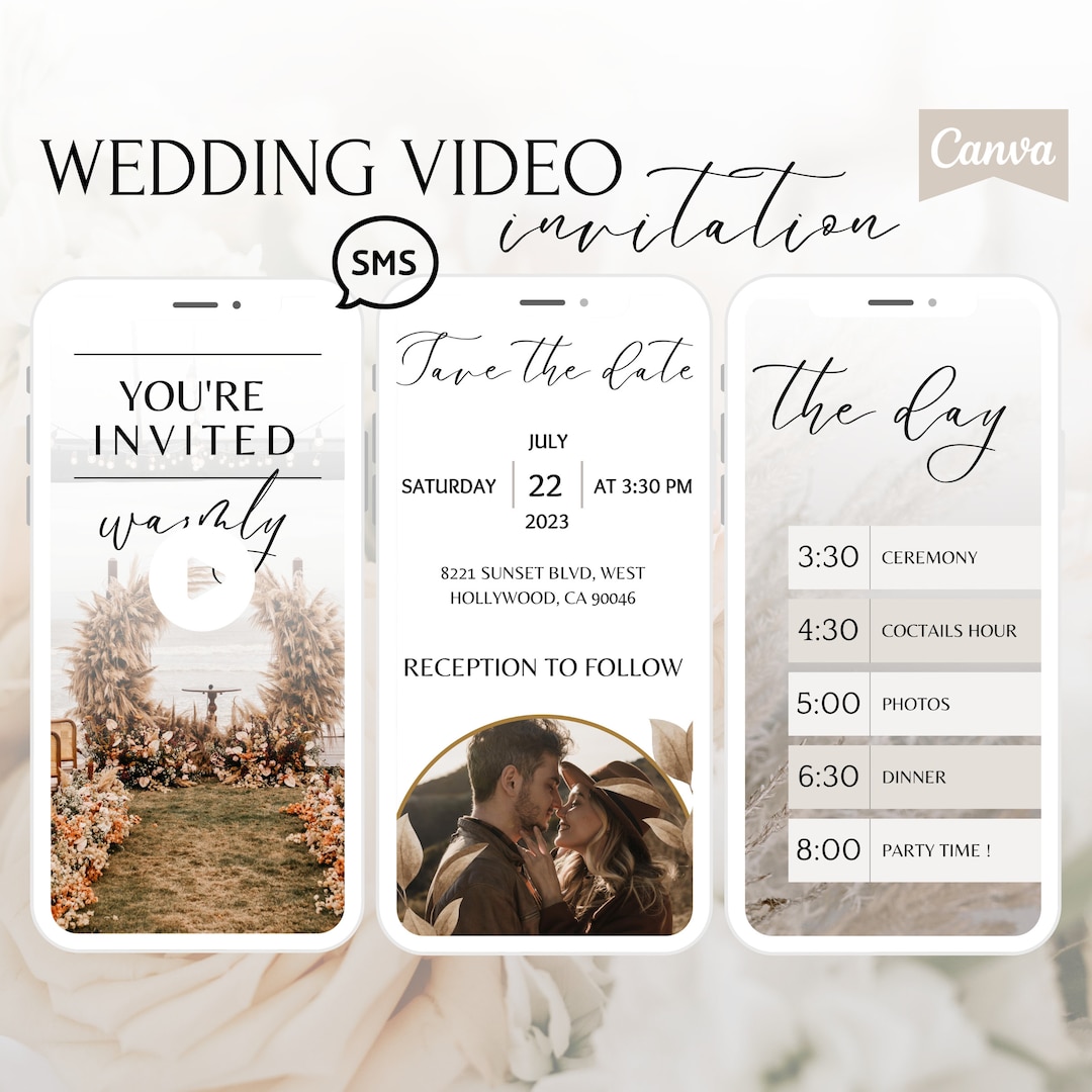 Wedding Video Invitation Template, Phone SMS Invitation Text Mariage ...