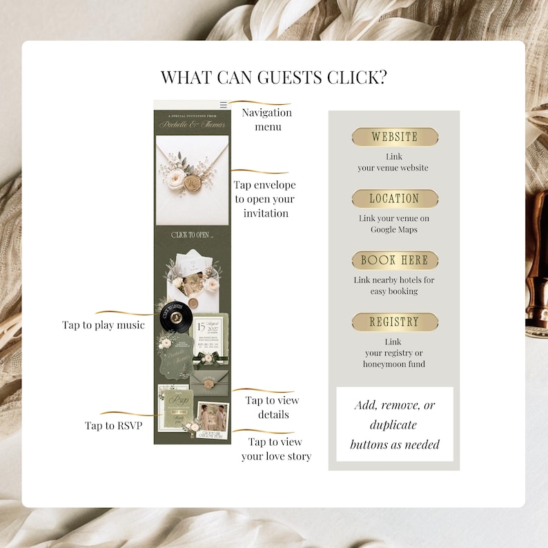 Olive Green Wedding Website RSVP Invitation Template, Editable Canva ...
