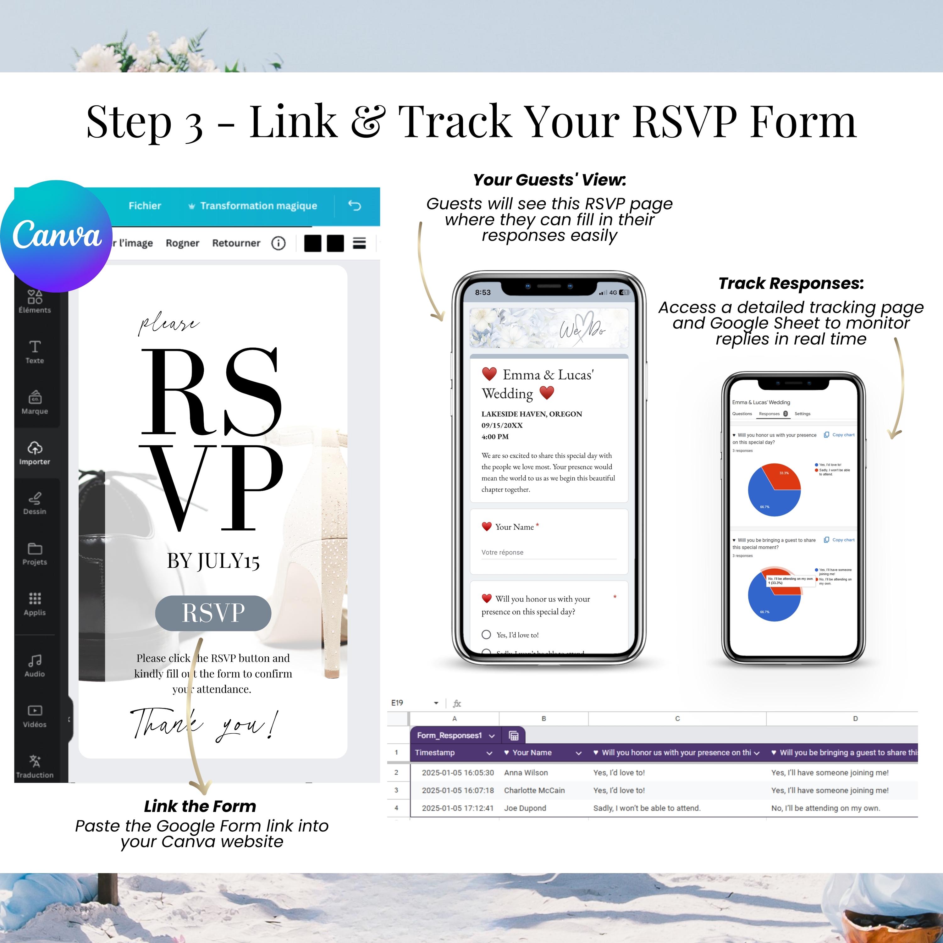 Digital Wedding Invitation With RSVP Link – Customizable Blue Online ...