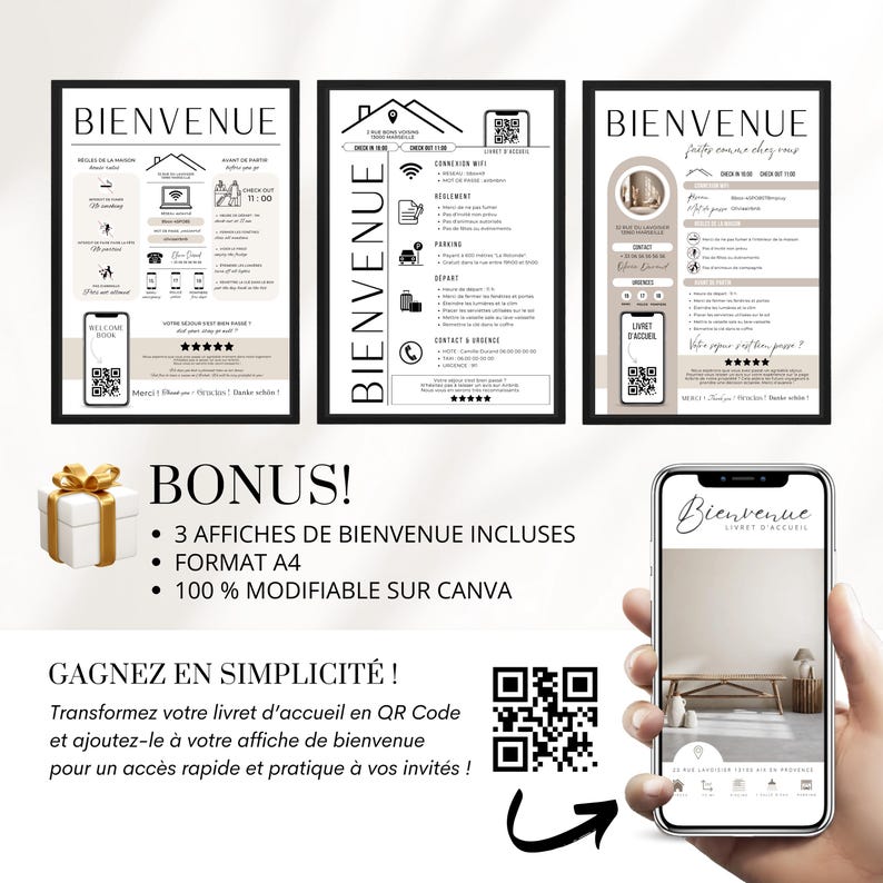 Airbnb Welcome Booklet in French and Welcome Poster for Seasonal ...