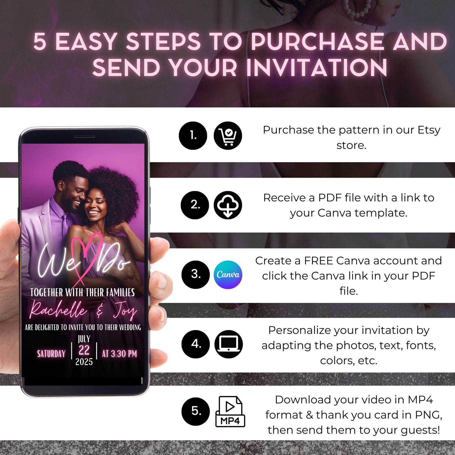 Digital Animated Wedding Invitation Electronic Wedding Editable ...