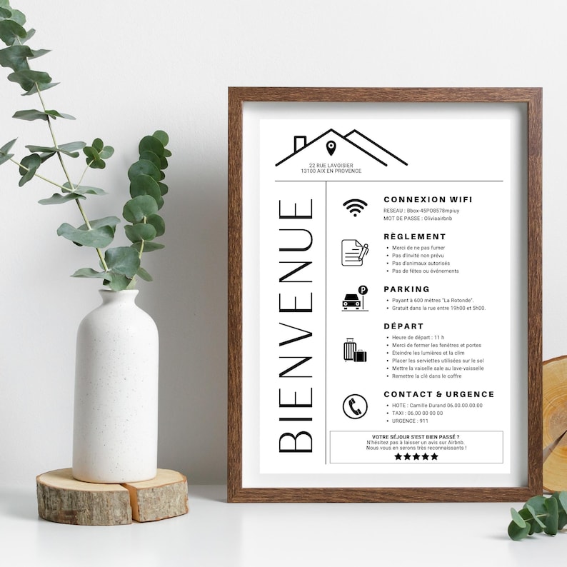 AIRBNB Welcome Sign French Airbnb Poster Canva Template - Etsy