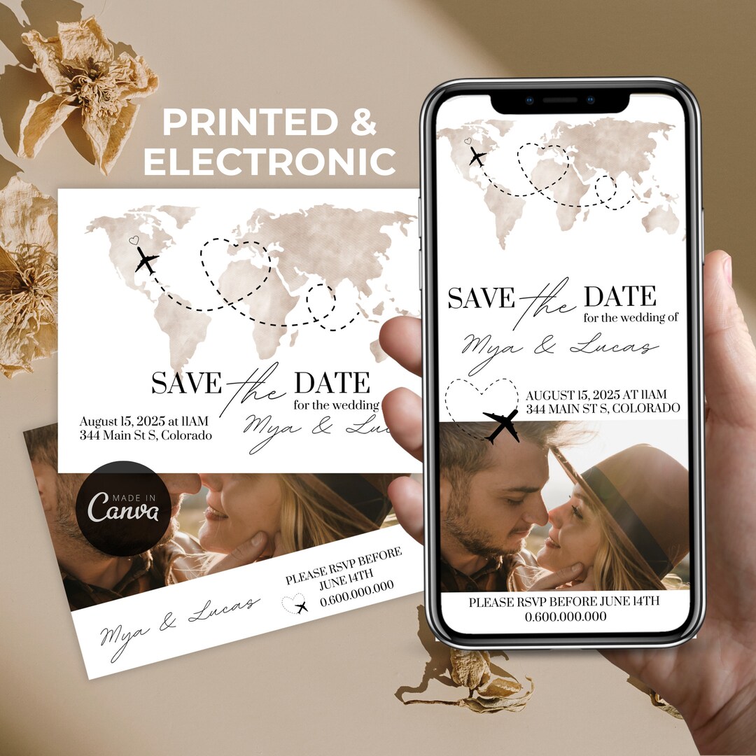 Digital Save the Date Invitation Electronic and Printed Save the Date E ...
