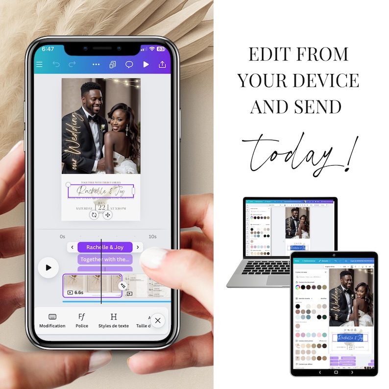 Animated Wedding Invitation, Envelope Opening Video, Editable Digital ...