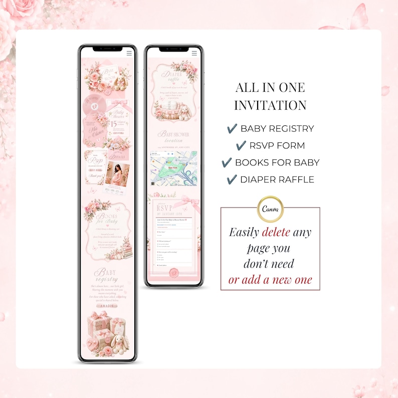 Baby Shower RSVP Website, Baby in Bloom Invitation, Girl Baby Shower ...