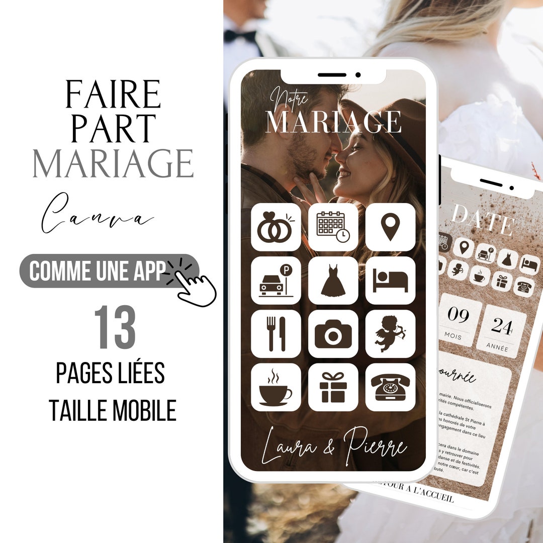 Faire-part mariage digitale, invitation mariage, faire part mariage ...
