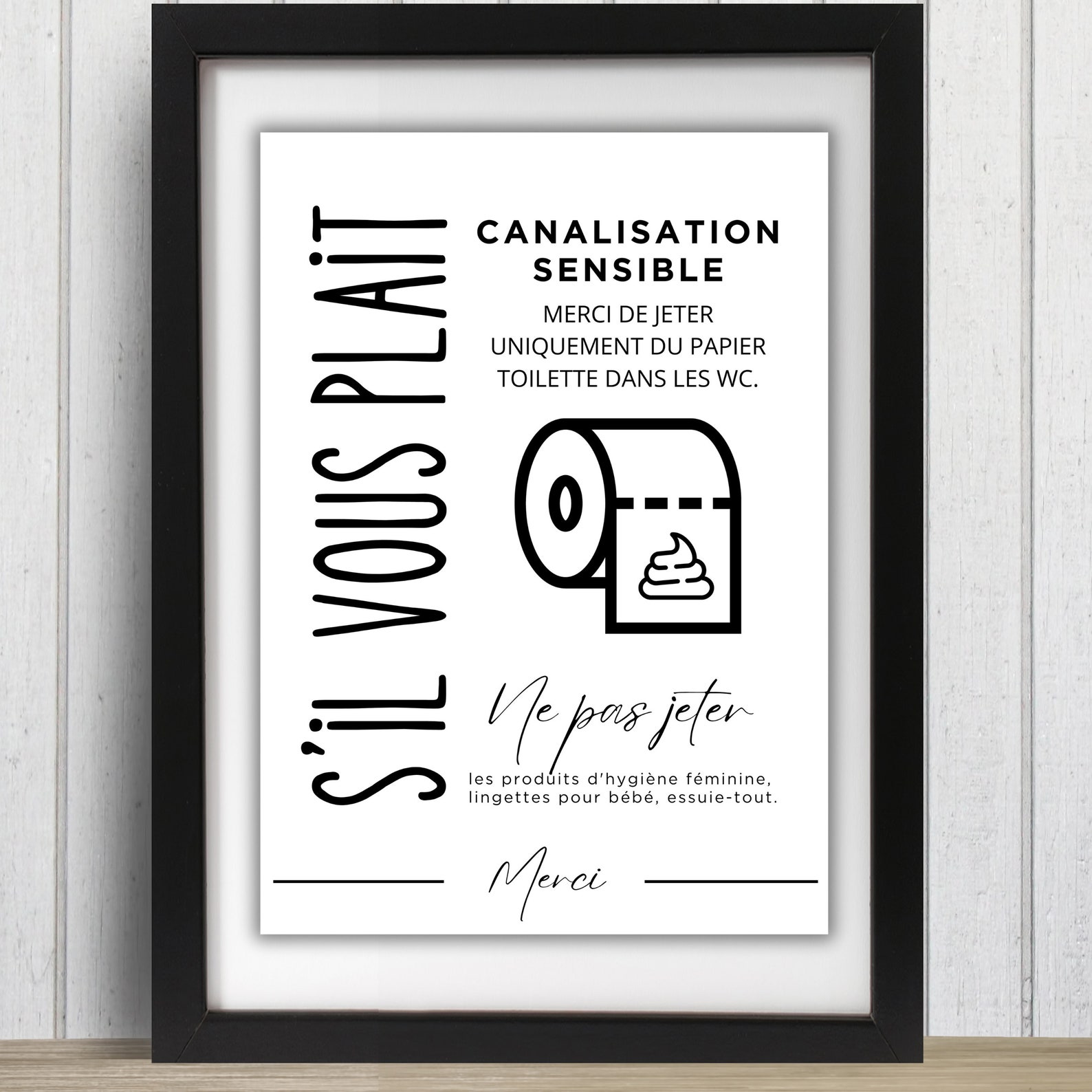 Affiche Ne rien jeter dans les toilettes, Affiche toilettes drôle à ...