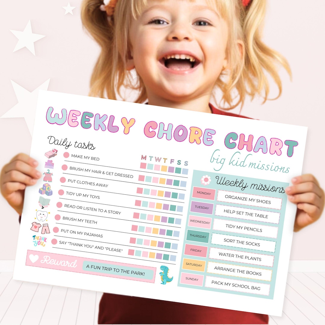 Editable Kids Chore Chart - Daily Routine - Reward System - Printable ...
