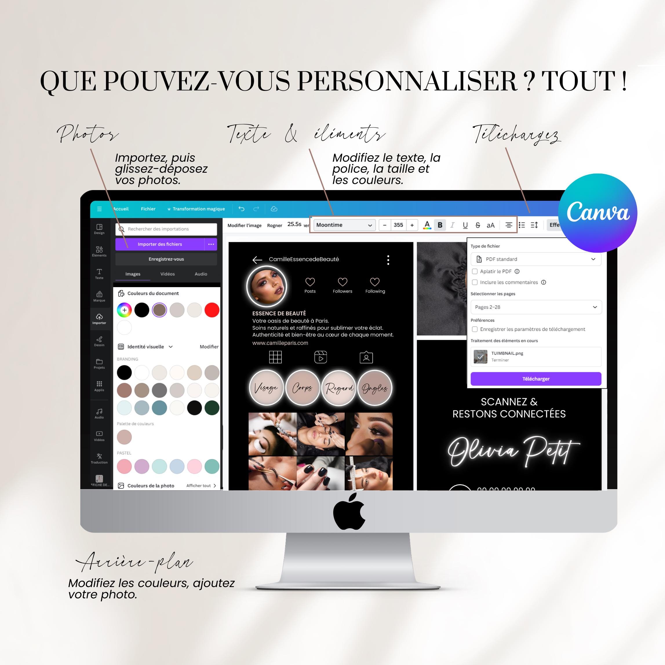 French Instagram Business Card for Beautician and Beauty Salon, Canva ...
