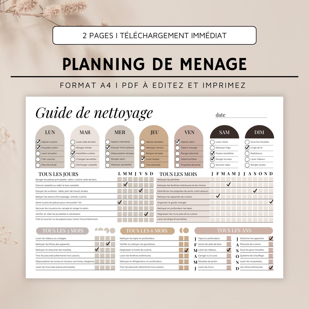 Check-list de Ménage Imprimable pour Airbnb et Maison - Template Canva ...