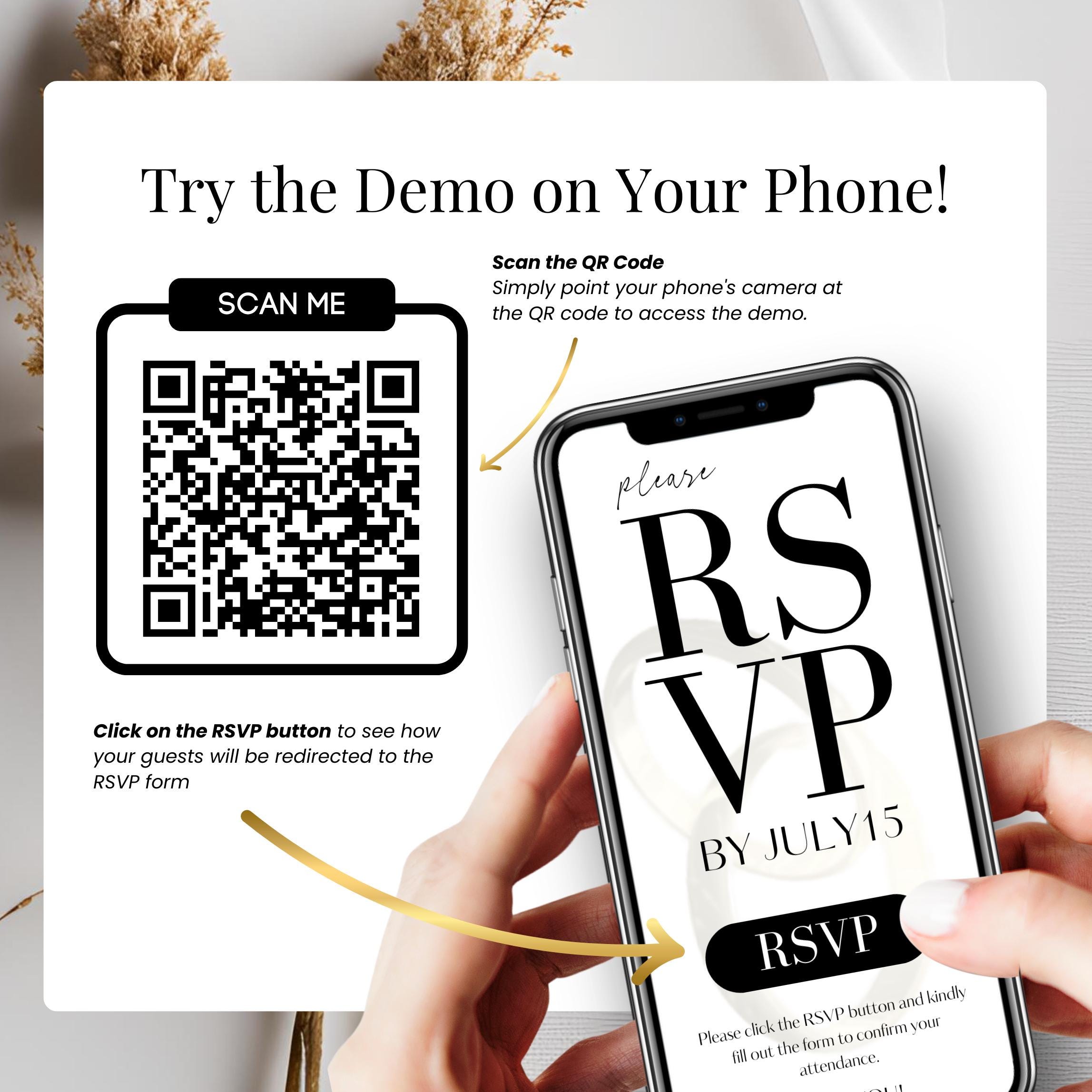 Trackable RSVP Wedding Invitation Template - Digital Wedding Website ...