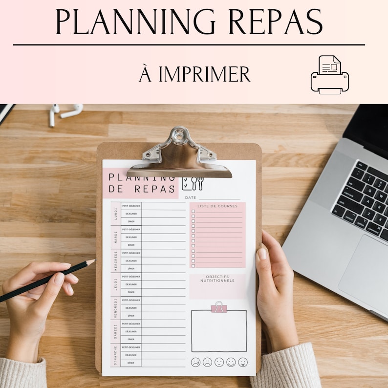 Planning repas semaine imprimable Portait, Planificateur Journal alimentaire, Suivi des repas ...