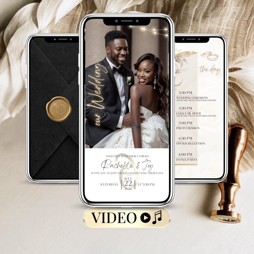 Animated Wedding Invitation, Envelope Opening Video, Editable Digital ...