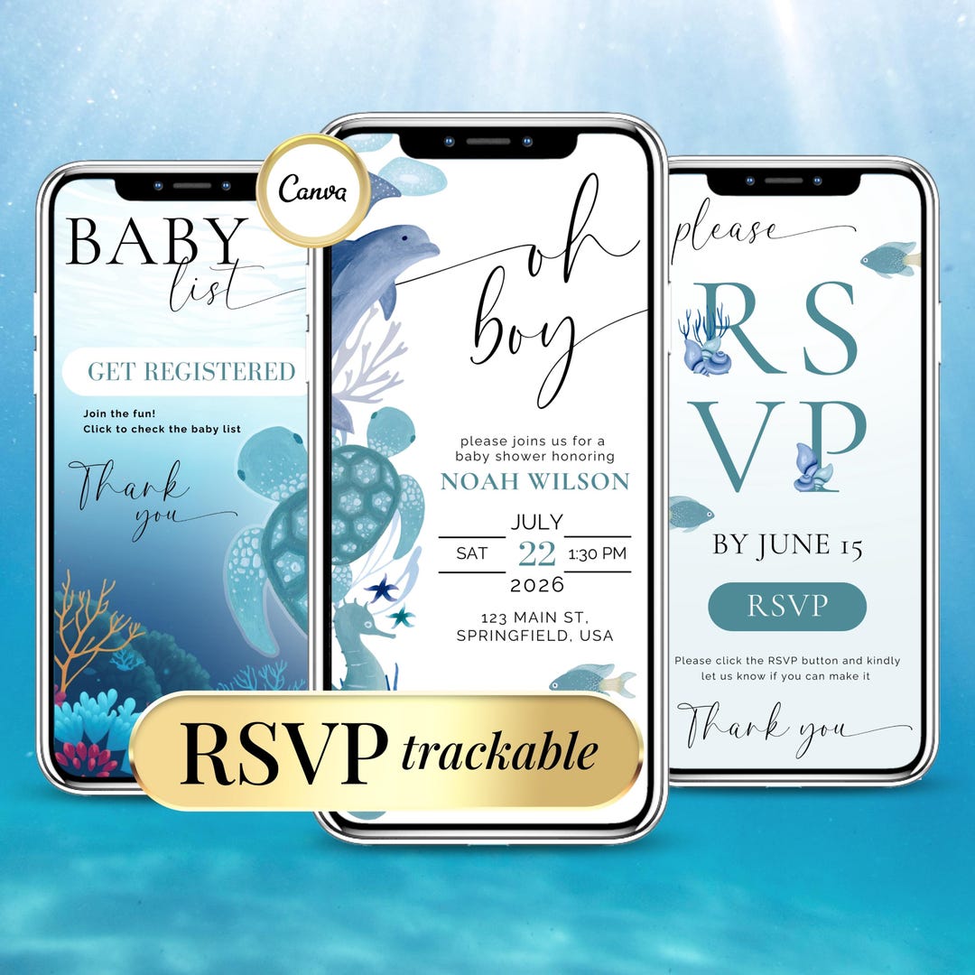 Under the Sea Baby Shower Invitation Digital Evite Website Template Oh ...