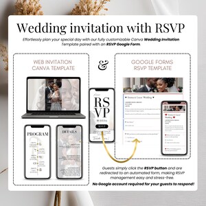 Digital Wedding Invitations With RSVP Link - Modern Canva Template ...
