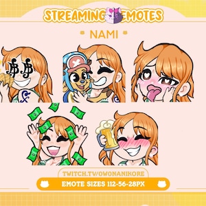 OP Mugiwara Navigator Pirate Nami 5 Pack Twitch Emotes | Gamer | Kawaii ...