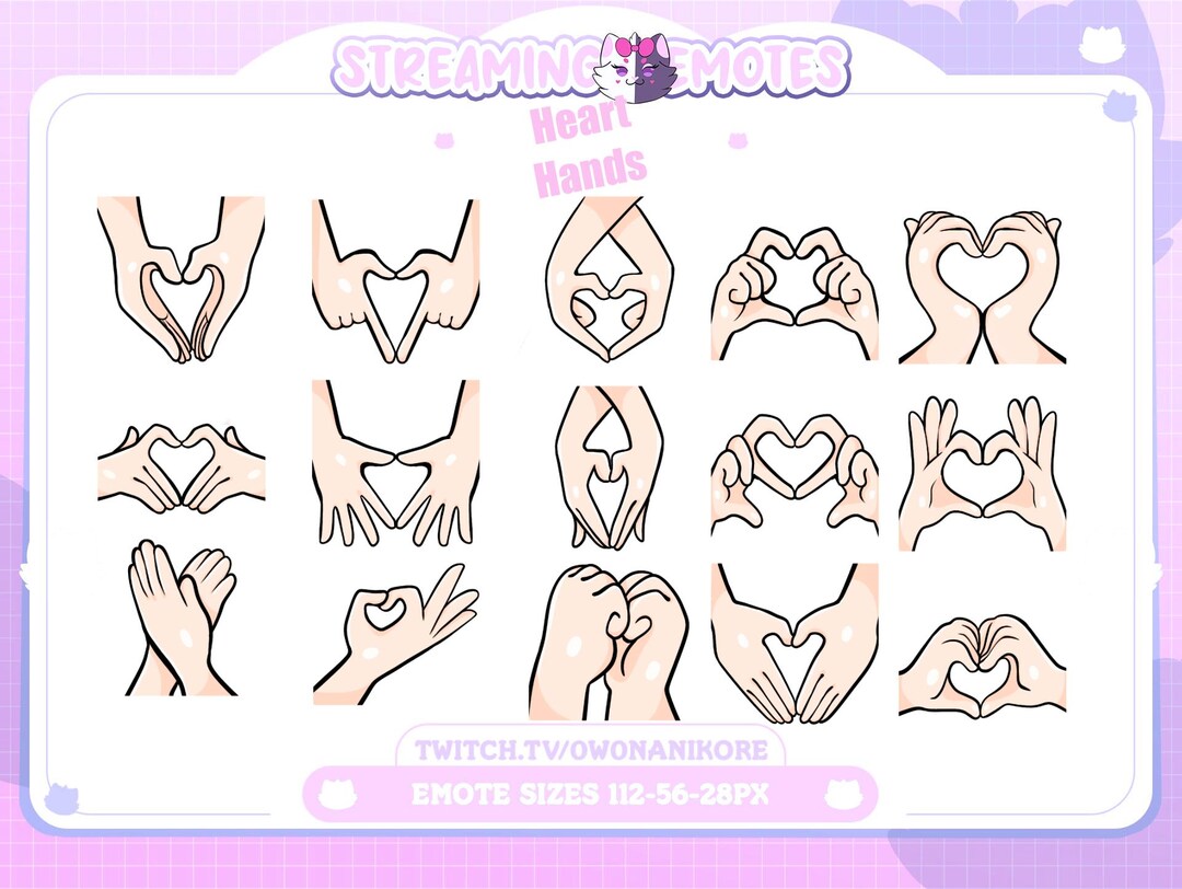 15 Heart Hands Twitch/discord/kick Emotes | Valentine's Day Emotes ...