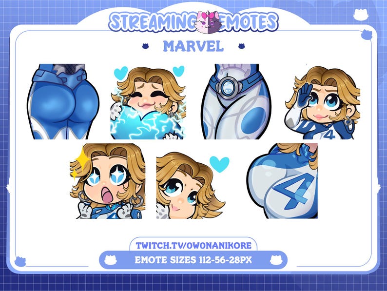 Susan Storm F4 Invsy Girl 7 Emotes Pack | Gamer | Kawaii | Twitch ...