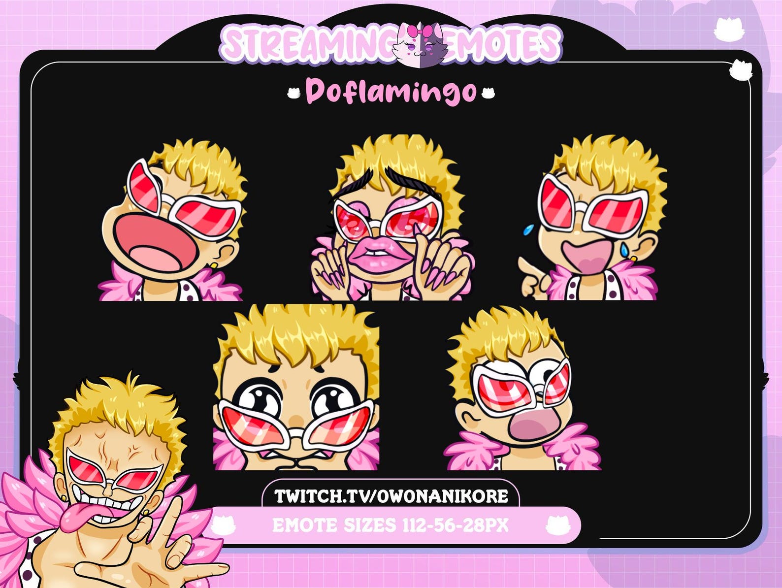 OP Mugiwara Clown Pirate Don-qui Doflamingo 5 Pack Twitch Emotes ...