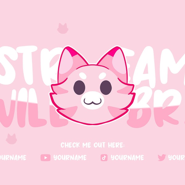 Full Pink Kitty Animated Stream Package 3 Pink Aesthetic Twitch Package ...