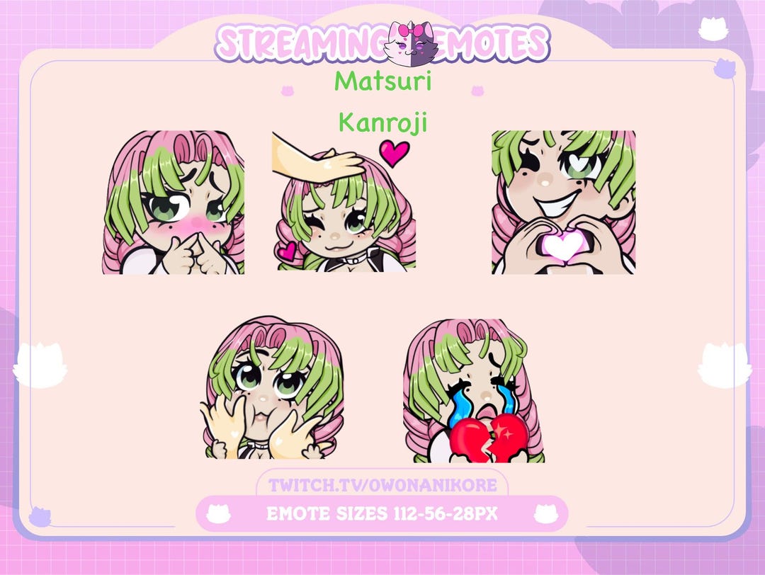 Chibi Demon Anime Love Hashira Girl Matsuri 5 Pack Twitch Emotes ...