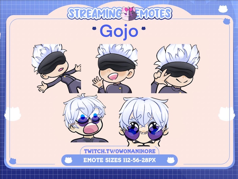 JJK Demon Anime Sensei Boy Go-jo 5 Pack Twitch Emotes | Gamer | Kawaii ...
