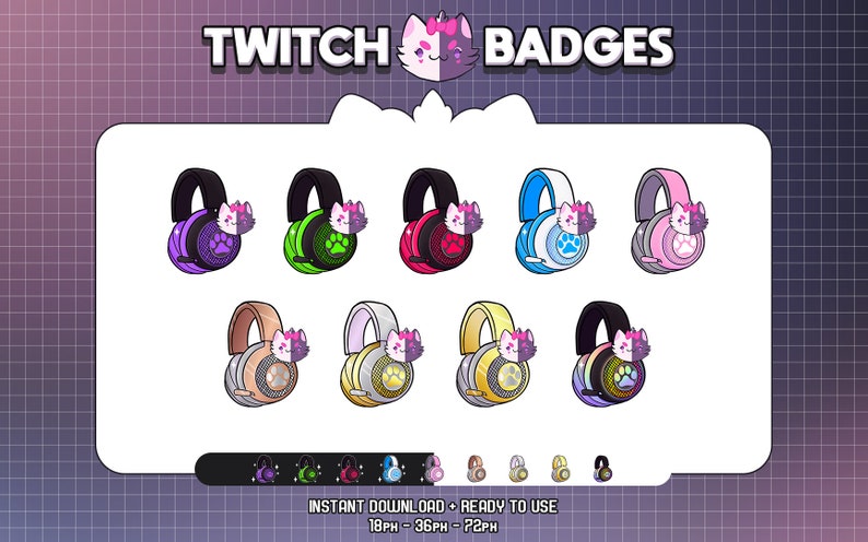 Colorful Paw Print Headset Twitch/youtube Sub Badges - Etsy