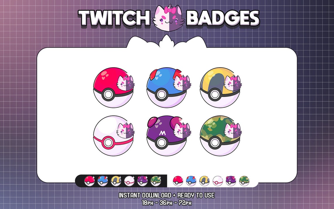 PKMN Pokeball Series 1 Sub Badges for Tiwtch/ Youtube Twitch - Etsy