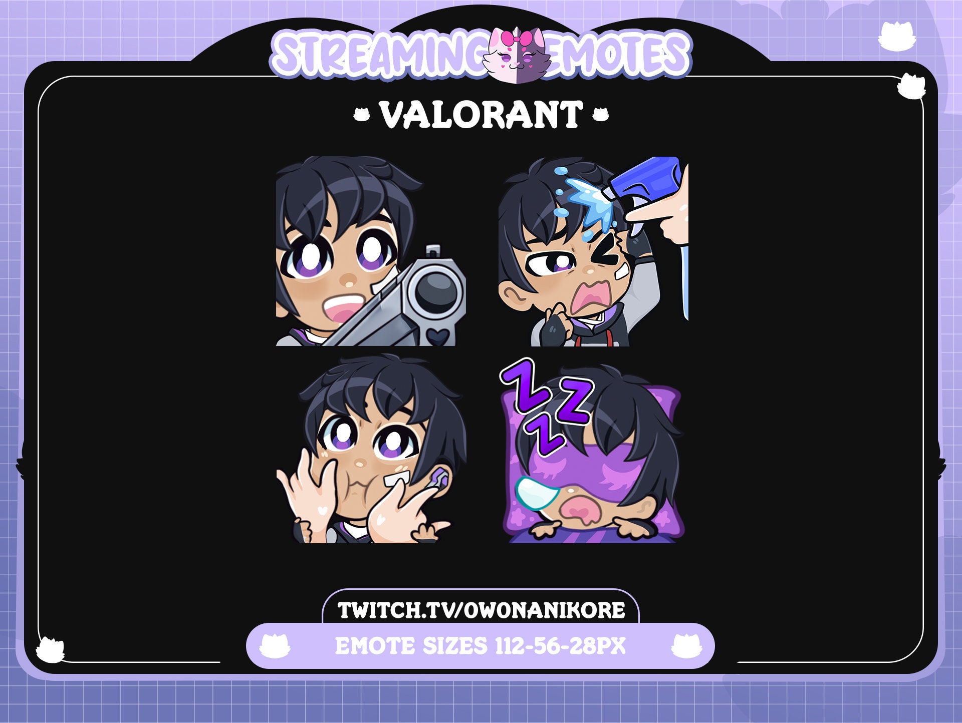 Valorant Agent ISO Emotes | Gamer | Kawaii | Twitch Emotes | Kick ...
