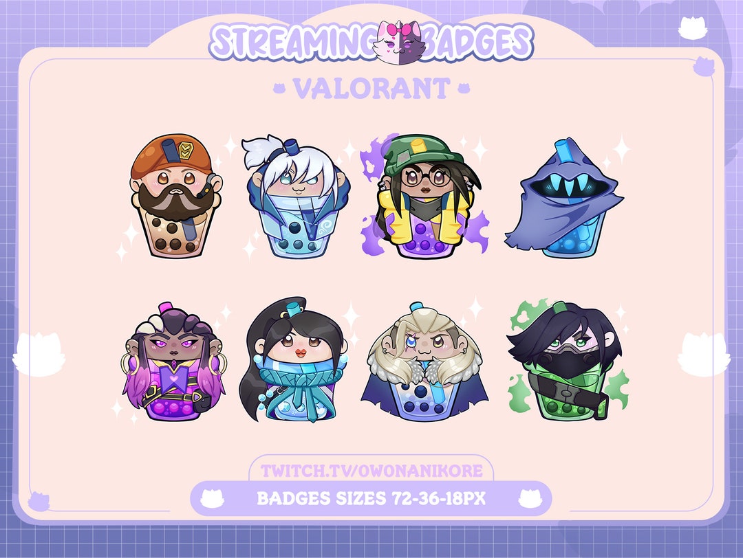 Valorant Agent 8-set Boba Badges| Jett | Brimstone | Killjoy | Omen ...