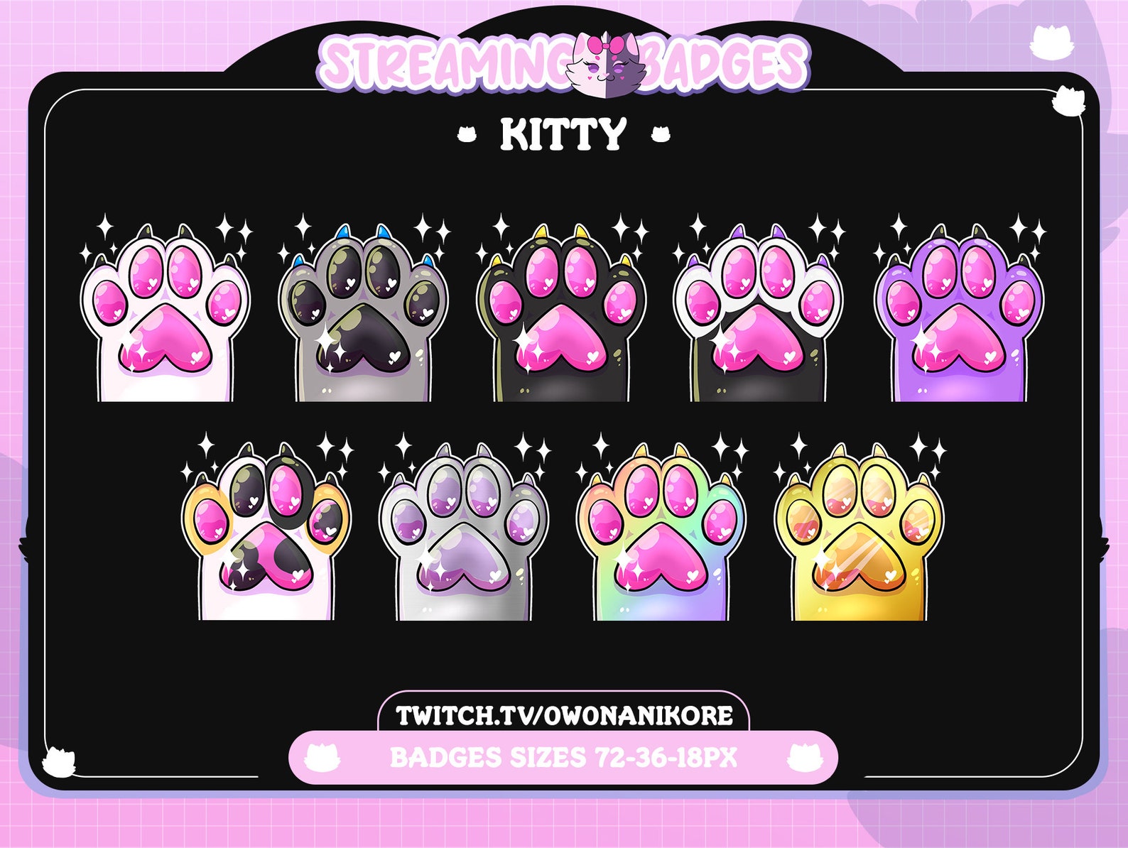 Kawaii Kitty Paw Sub Badges for Twitch/youtube Cute Cat Paw Subscriber ...