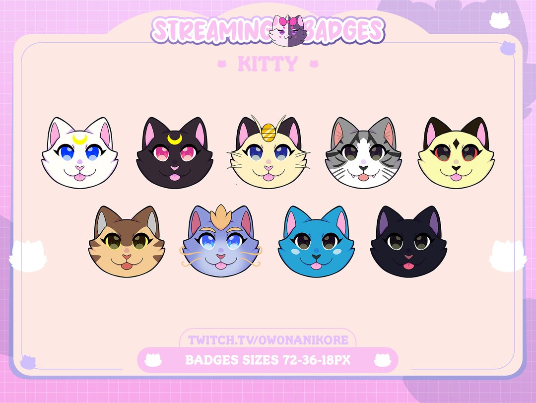 Anime/ Video Game Kitty Sub Badges for Twitch/youtube | Cute Cat ...