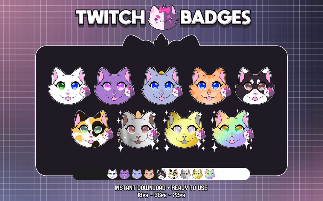 Kawaii Kitty Cat Sub Badges for Twitch/youtube Cute Cat Subscriber ...