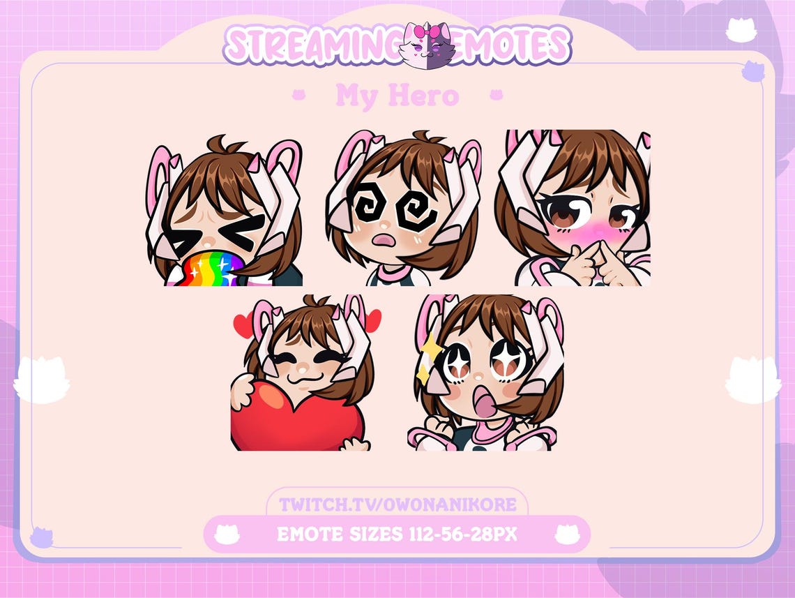 MHA Ochaco 5 Pack Twitch Emotes | Gamer | Kawaii | Twitch Emotes | Kick ...