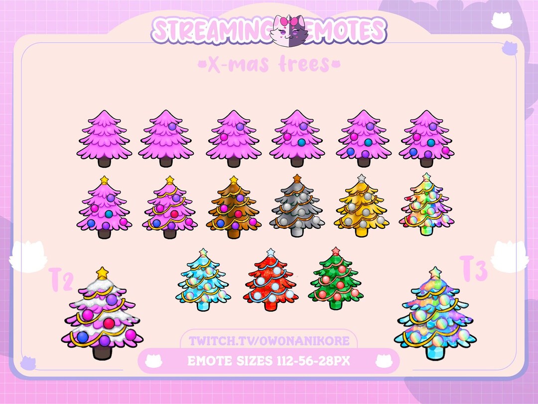 Pink Xmas Tree Progression Twitch/kick Subscriber Badges With Flairs ...
