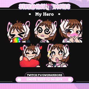 MHA Ochaco 5 Pack Twitch Emotes | Gamer | Kawaii | Twitch Emotes | Kick ...